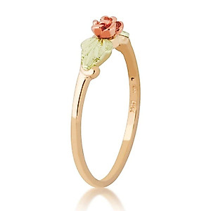 Dakota Rose Leaf Ring, 10k Yellow Gold, 12k Pink and Green Black Hills Gold Size 9