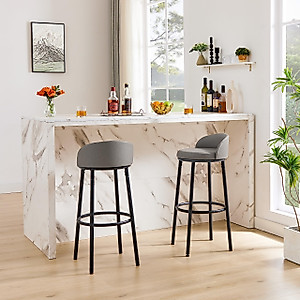 Tiokop Set of 2,Barstools with Back and Footrest,29.3 Inches Tall Seat, Dining Room,Bistro,Modern Armless Kitchen Island Stool,Breakfast Bar Chairs,Solid and Stable,Grey and Black