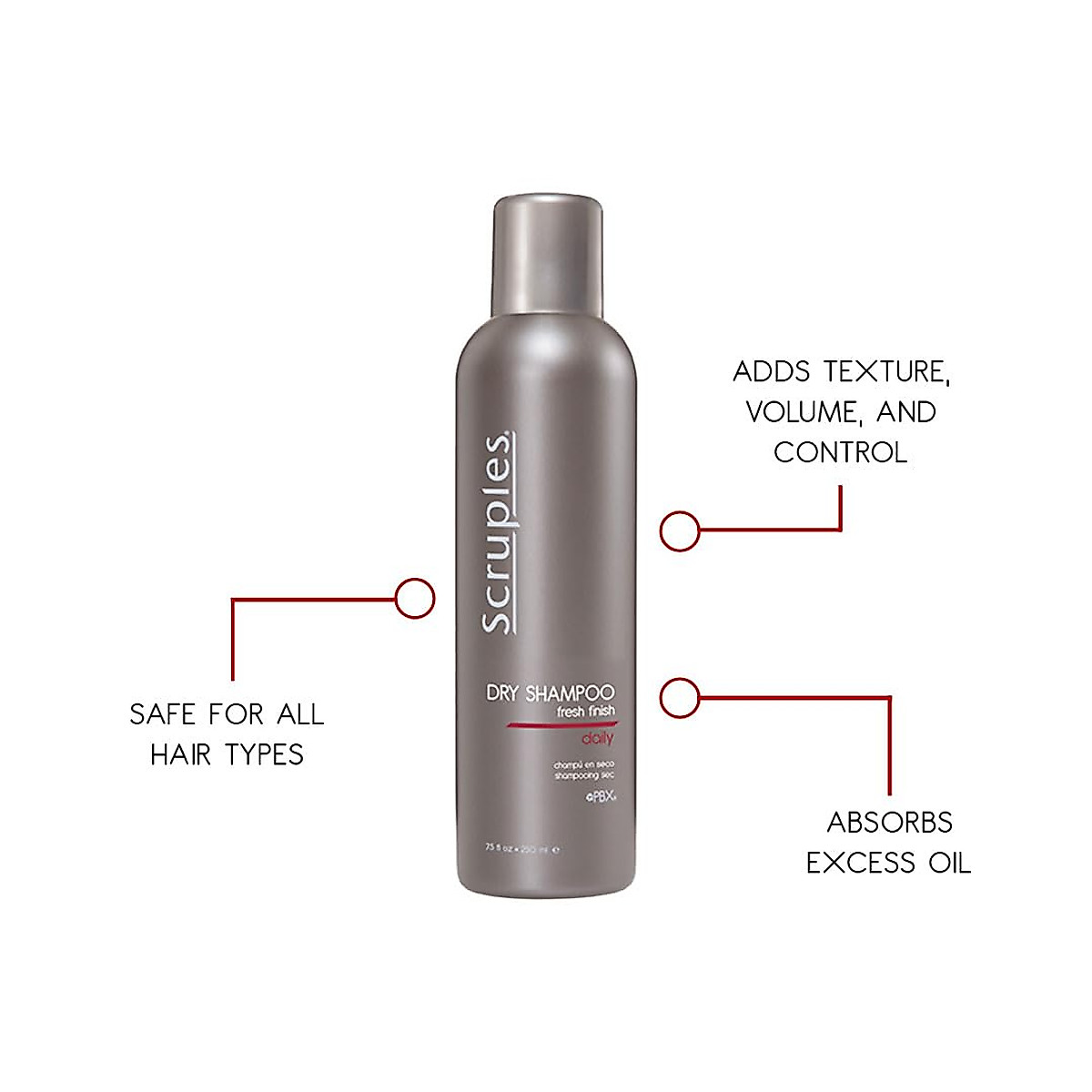 Scruples Dry Shampoo Fresh Finish - Multipurpose Dry Shampoo & Texturizing Spray for Refreshed Hair - Powder Spray Shampoo to Add Volume - Salon Quality, Premium Hair Care for All Hair Types (7.5 oz)