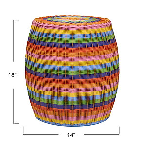 Household Essentials Handwoven Resin Barrel Side Table, Multicolor