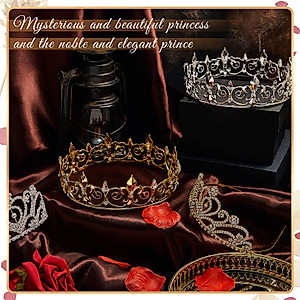 Henoyso 4 Pcs Prom King and Queen Crowns for Men Women King Queen Tiara Crystal Headband Homecoming Costume Party Favor(Gold, Silver, Elegant)