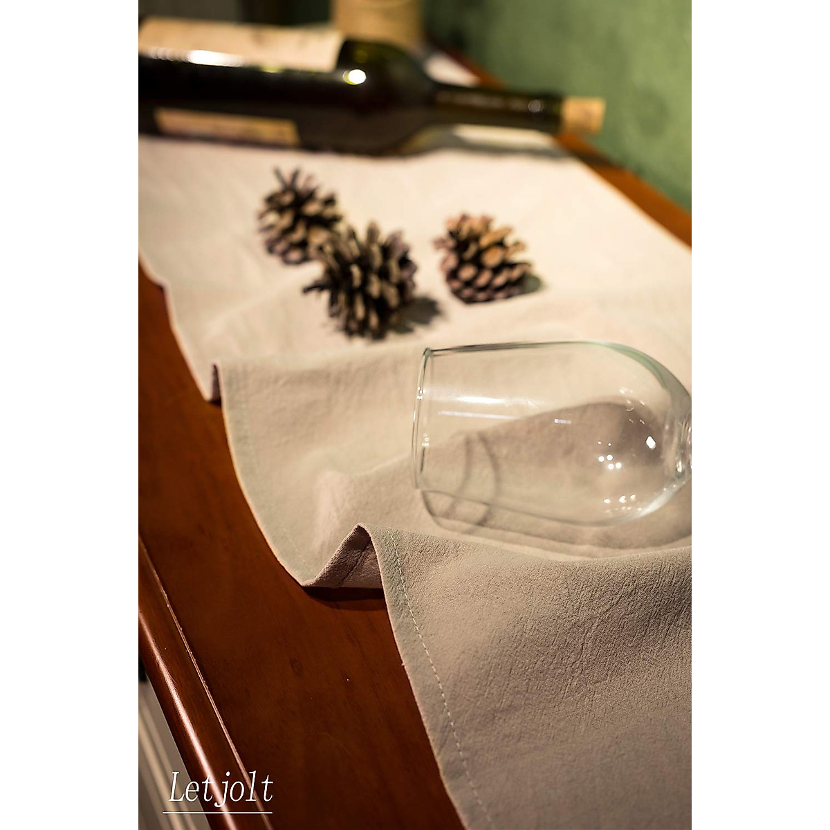 Letjolt Cotton Shabby Chic Table Runner Farmhouse Table Runner 12x72 Inches Rustic Table Ornaments, Natural