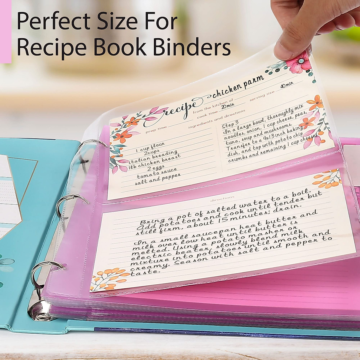 LotFancy Recipe Cards, 4x6 Inch, 60 Count, Double Sided, Blank Recipe Cardstock, Floral Recipe Index Cards