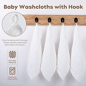 Yoofoss Muslin Baby Washcloths 100% Cotton Face Towels 10 Pack Wash Cloths for Baby 12x12in Soft and Absorbent Baby Wipes (White)