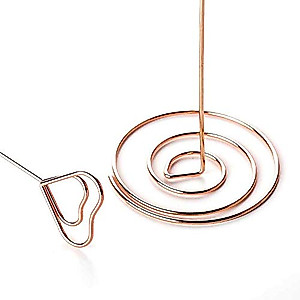 Jofefe 10pcs 8.6 Inch Tall Place Card Holder Table Number Holder Table Card Holder Table Number Stands with Heart Shape Photo Picture Memo Clips for Wedding Favors, Rose Gold
