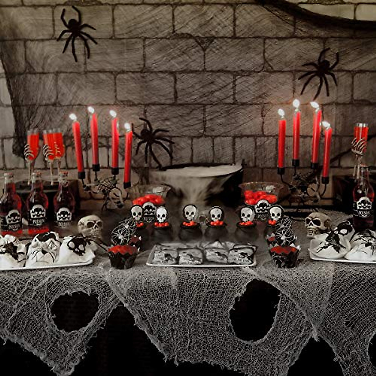 TOYMYTOY 2PCS Halloween Creepy Cloth Party Decor,Drape Doorways Entryways Windows Cover Gauze 6.6ft x 177"(Black and Grey)