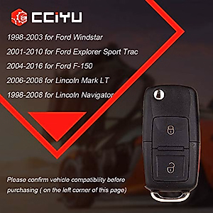 cciyu 1 X Replacement Keyless Entry Remote Control Car Key Fob 3 Buttons Replacement for 98-16 for Ford/for Lincoln/for Mazda/for Mercury Series CWTWB1U345
