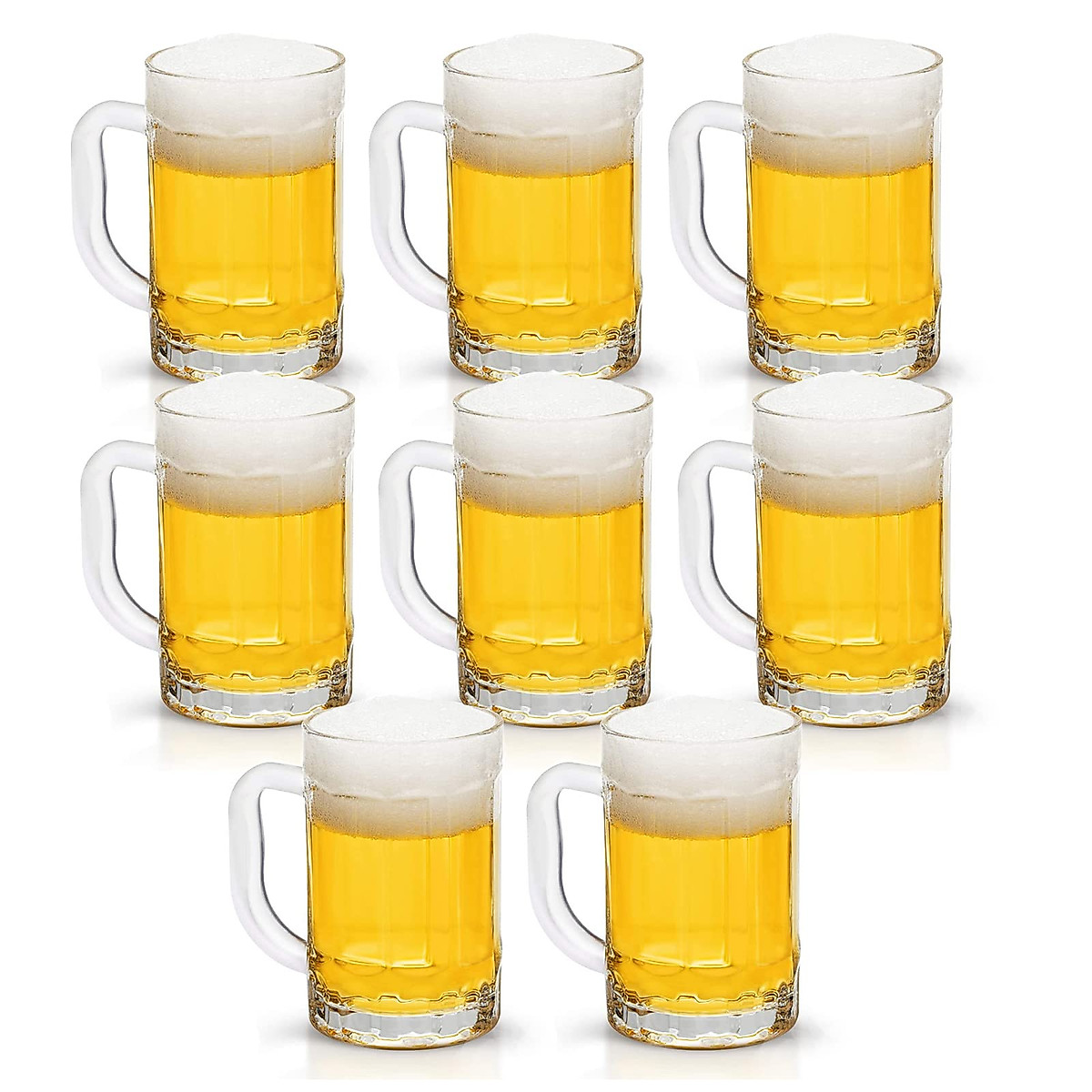 COKTIK 8 Pack Heavy Large Beer Glasses with Handle - 14 Ounce Glass Steins, Classic Beer Mug glasses Set