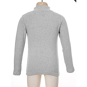 FEESHOW Kids Boys Girls Turtleneck T-Shirt Thermal Underwear Top Unisex Children Warm Long Sleeve Blouse Undershirt Gray 9-10 Years