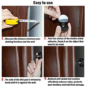 BEDEXUT Adjustable Threaded Headboard Stoppers/Bumper Against Wall, 4 Pack Behind Bed Frame Protector Antishake Tool, Bed Shake Support Stabilizer Device for Anti-Knocking,Banging,Squeaking,Rocking