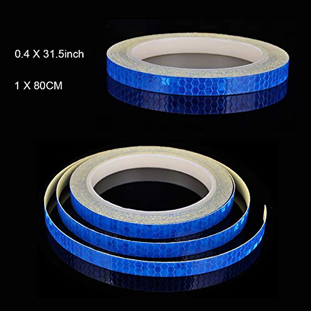 Reflective Tape Outdoor Safety Warning Lighting Sticker Waterproof Bike Reflector Tape for Car, Bicycle, Motorcycle Rim Self-Adhesive DIY Decoration (6 Colors-Blue Red Green White Yellow Black+orange)