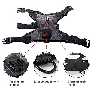 RultSng Pet Dog Harness,Chest Strap Shoulder for Sports Action Camera Fixed Shoulder Strap, Chest Harness Mount Adjustable Chest Strap Belt for Travel Action Cameras Accessories (Size : M)