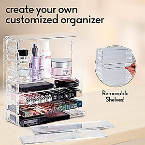 Acrylic Makeup Palette Organizer 8 Spaces Makeup Holder Organizer For Vanity Clear Cosmetics Makeup Organizer for Drawers