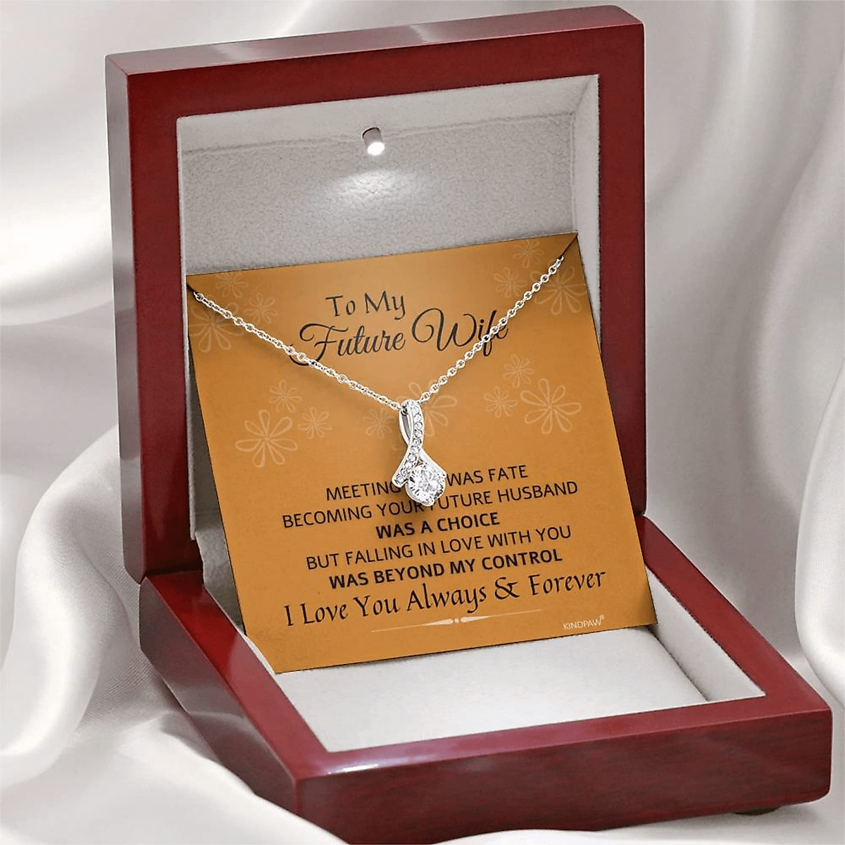 KINDPAW Romantic Future Wife Necklace for Girlfriend - Surprise Her with 'I Love You Always and Forever' Message Card on Birthday, Christmas, or Any Special Occasion