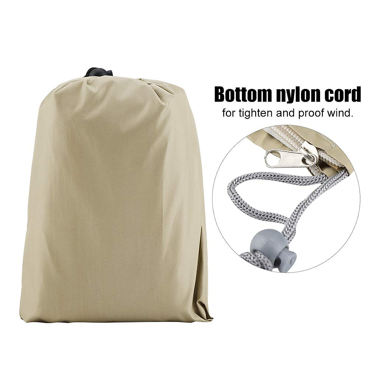 Round Garden Table Cover, 50 Inch Waterproof Round Patio Table Cover, 127 × 58 CM, Dustproof Patio Furniture Covers Tear-Resistant for Outdoor Furniture(Beige)