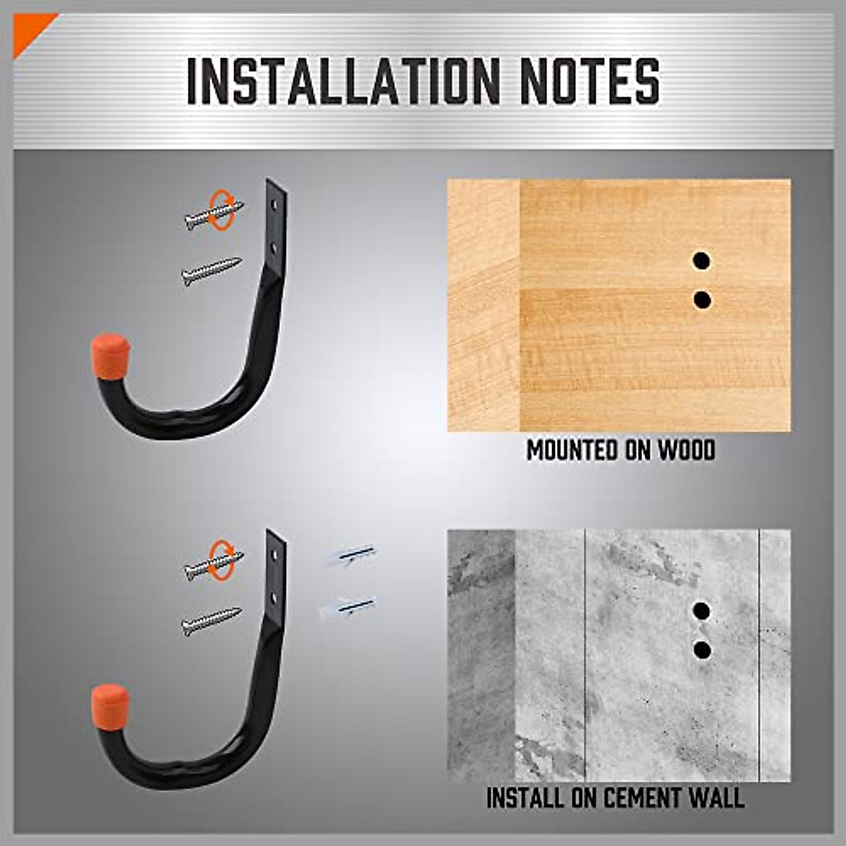 HORUSDY 6 Pack Garage Hooks, Utility Hooks, Garage Hooks Heavy Duty Wall Hooks