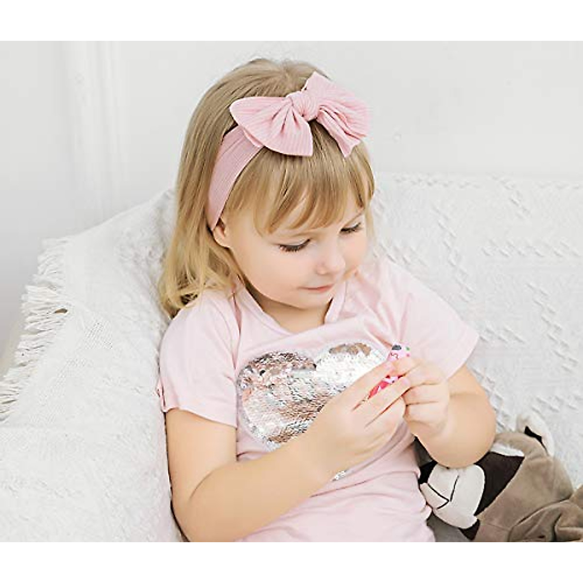 Mookiraer Baby Girls Headbands with Bows Handmade Hair Accessories Stretchy Hairbands for Newborn Infant Toddler Baby Essentials (Figure 10pcs)