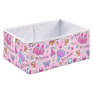 CaTaKu Cute Fantasy Pink Storage Baskets Large Rectangular Storage Bins Baskets for Organizing Fabric Collapsible Storage Organizer for Shelves