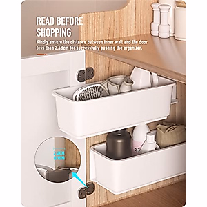 Baffect 2 pcs Under Sink Organizers Pull Out Cabinet Organizer Slide Out Plastic Storage Drawers Sliding Basket for Kitchen Bathroom Undersink (White)