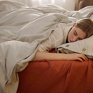 Bedsure Linen Duvet Cover King - Linen Cotton Blend Duvet Cover Set, Linen Color, 3 Pieces, 1 Duvet Cover 104 x 90 Inches and 2 Pillowcases, Comforter Sold Separately