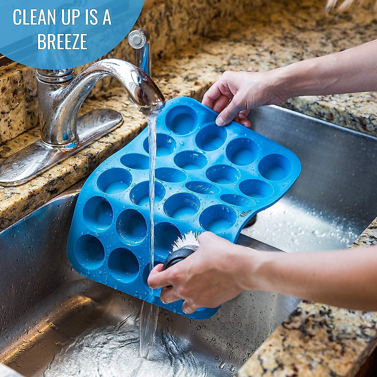 KPKitchen Baking Sheet & Rack Set and Silicone Mini Muffin Pan 24 Cup - Aluminum Pan (18” x 13”) + Stainless Cooling Rack (16.8” x 11.8”) - 24 Cup Mini Cupcake Pan - 100% Food Safe & BPA-free