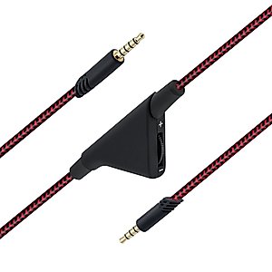 Wigearss Replacement Cord for As TRO A10 A30 A40 A50 Headset Durable Braided Cable with Volume Control and Inline Mute Function 2M 6.5Ft Compatible with Xbox One PS4 Via 3.5mm Jack