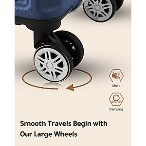 LUGGEX Carry On Luggage with Aluminum Frame, 36L Polycarbonate Zipperless Luggage with Wheels, Hard Shell Suitcase 4 Metal Corner (Navy)