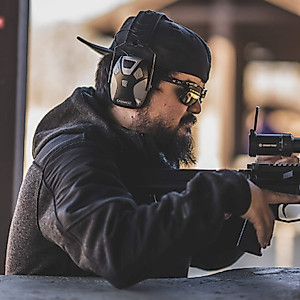 Caldwell E-MAX Pro Electronic Hearing Protection 23-24 NRR - Adjustable Lo Pro Earmuffs for Shooting, Hunting and Range,Grey