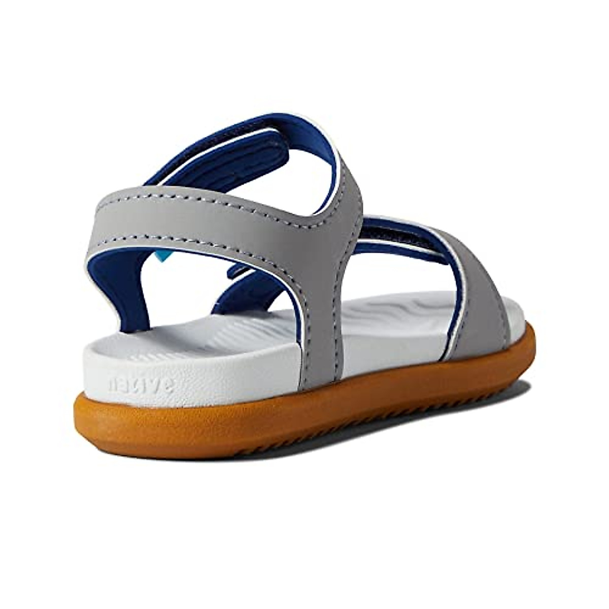 Native Shoes Kids Charley Sandal for Indoor and Outdoor - Vegan, Hook & Loop Closure Contoured and Open-Toe Sandals Little Kids & Toddlers Pigeon Grey/Shell White/Toffee Brown 8 Toddler M