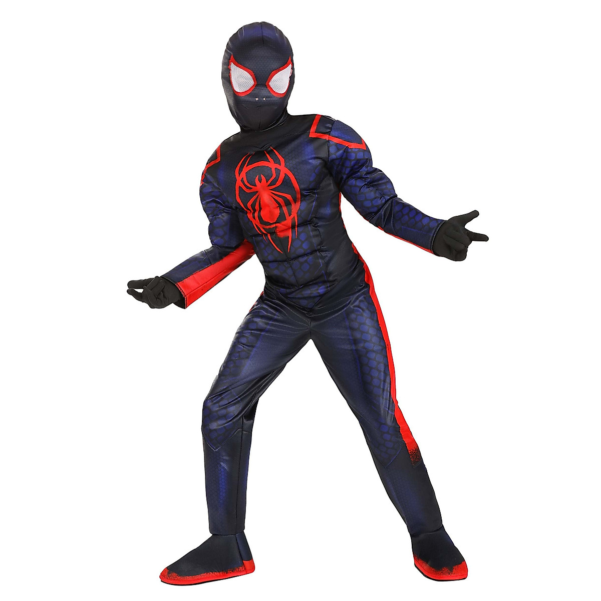 Marvel Integrated Spider-Man Official Youth Deluxe Zentai Costume - Stretch Spandex with Hidden Zippers and Wrist Slits (S) Blue