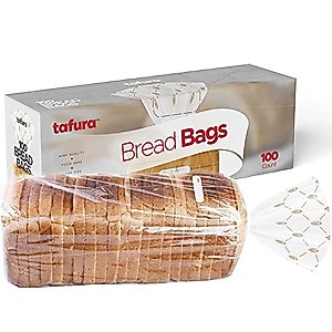 Bread Bags (100 Count) Bread Bags for Homemade Bread, Plastic Bread Bags with Twist Ties, 100 Clear Storage Bags, BPA Free