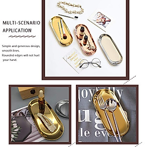 2 Pack 7.1in Stainless Steel Storage Tray, Premium Metal Organizer Plate to Hold Fruit, Tea, Cosmetics, Jewelry, Oval Stainless Steel Towel Tray for Vanity, Bathroom, Closets (Black)