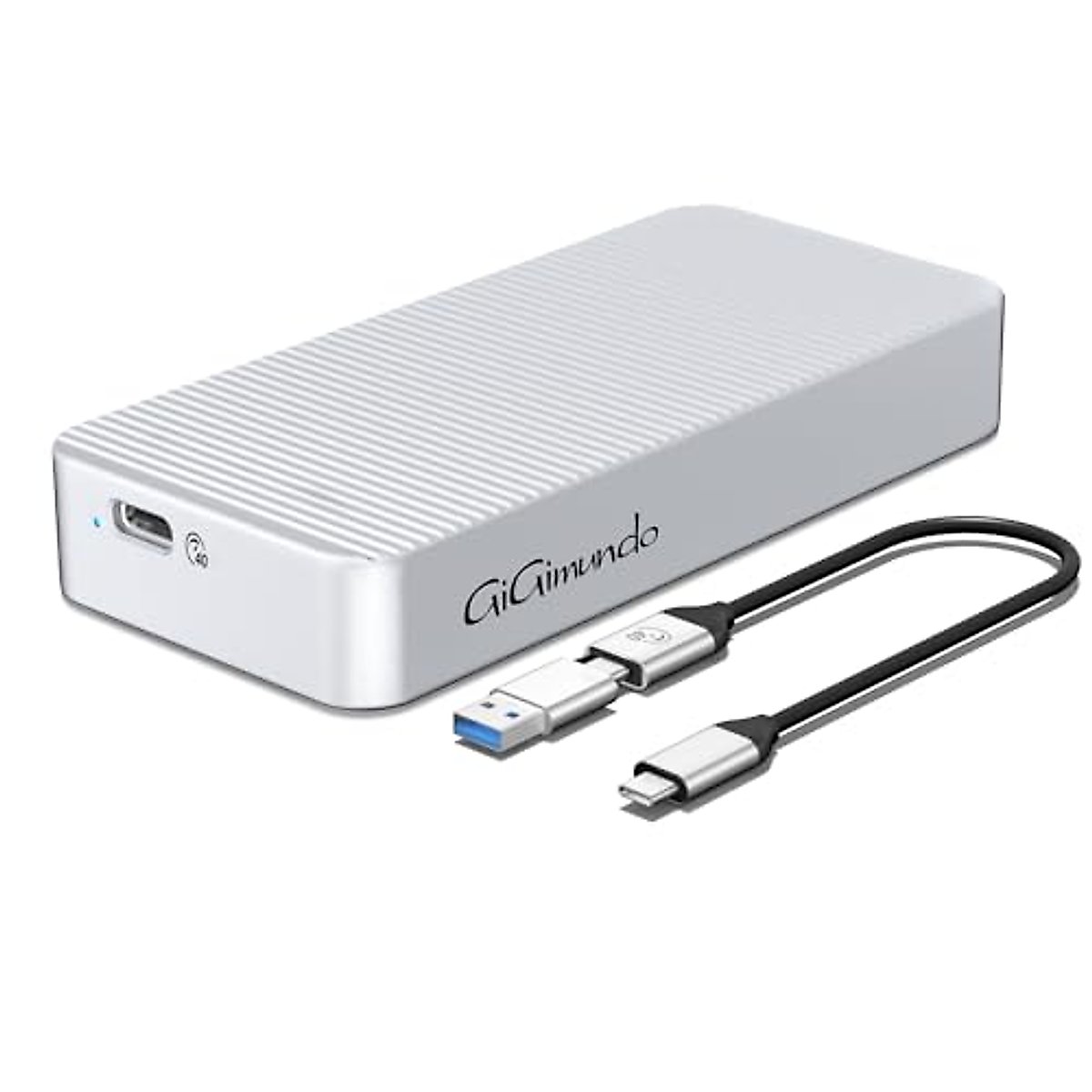 GiGimundo AJM40C Ultra-Fast 40Gbps External SSD Enclosure - Compatible for Mac/PC with Thunderbolt 3/4 for High-Speed Data Transfer, 4K Video Editing, Gaming, Backup - Silver