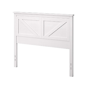 Glenwillow Home Farmhouse Style Wood Panel Headboard in Gloss White - Full Size