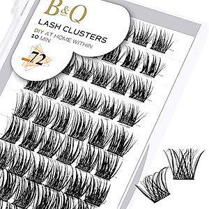 Lash Clusters B09 DIY Lash Extensions 72 Clusters Lashes D Curl Individual Lashes Wisps at Home (B09,D-14mm)