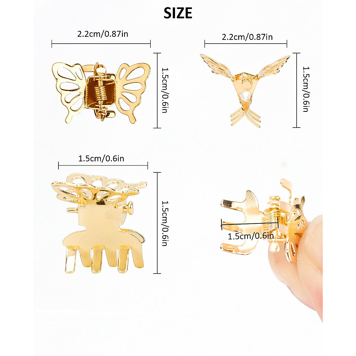 Wecoe 30 Pcs Small Butterfly Hair Accessories: Tiny Mini Claw Clips in Rose Gold, Silver, Black Metal - Cute Decorative Hair Clips for Kids, Toddlers, Women - Christmas Gift