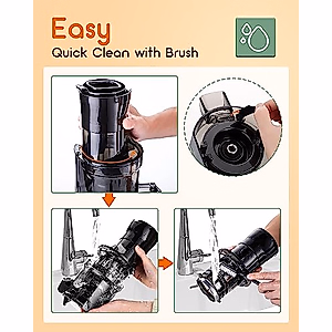 SOVIDER Compact Slow Masticating Juicer Machines- Up to 92% Juice Yield and 3.1" Wide Chute Cold Press Juicer for High Nutrient Fruits Vegetables Easy Clean with Brush Pulp Measuring Cup Reverse