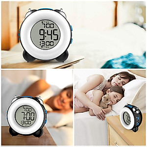 Banne Loud Alarm Clock for Heavy Sleepers with Dual Alarm Night Light Bedside Battery Powered (Black)