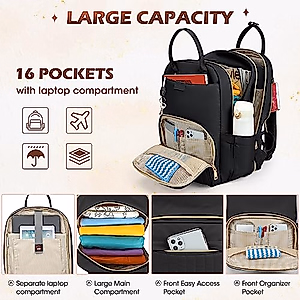 Laptop Backpack for Women 15.6 Inch Waterproof Travel Backpack with USB Port Fashion Work Business Computer Backpack Purse Large Teacher Nurse Bags Casual Daypacks for Travel College Business, Black