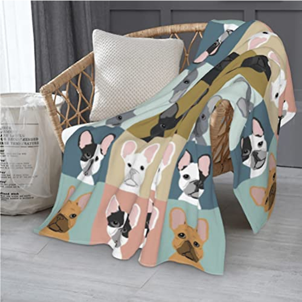 XTGOO Cute French Bulldog Dog Ultra-Soft Fleece Blanket Flannel Velvet Plush Throw Blanket,60x50in