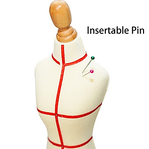 Parfumfloral Female Dress Form Mannequin（Not Adult Full Size 1/4 Miniature Sewing Mini Trouser Dress Form Straightly Into Body Inside, Fully Pinnable Dressmaker Dummy (Skirt Torso Beige, 1/4)