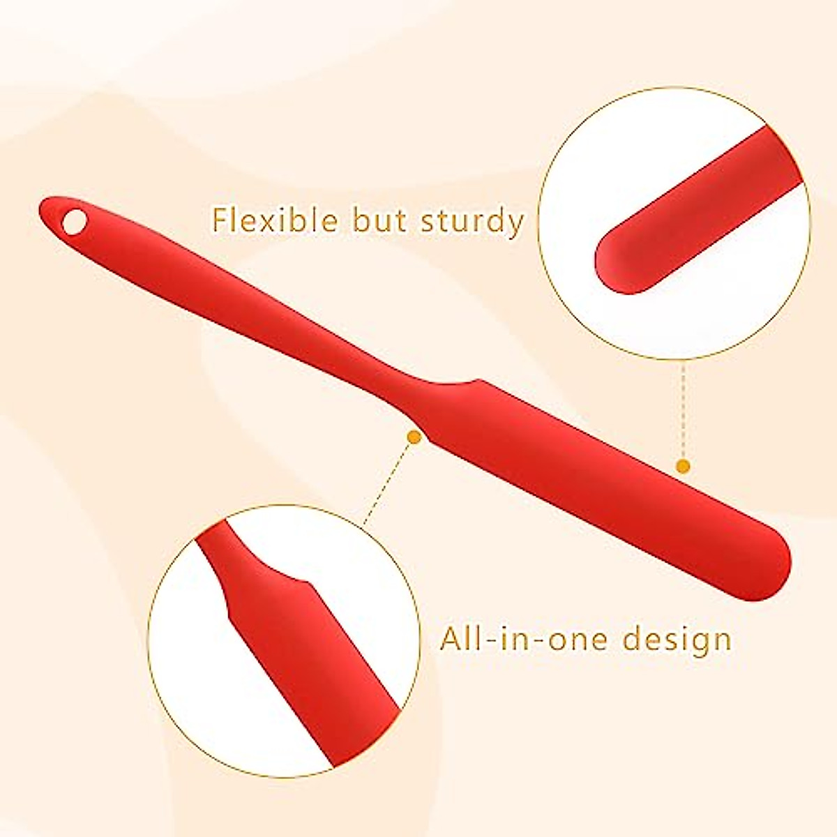 WLLHYF Color Silicone Spatula 6pcs 9.8in Extra Large Long Handle Non Stick Baking Icing Scraper Pastel Spreader Mixing Stir Sticks Cake Cream Pancake Fruit Resin Spread Scraper Set Mix 6 Colors