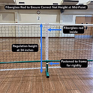 Falconz Regulation Size Pickleball Net for Outdoor and Indoor - Portable 22 Feet Long Net with Steel Frame and PE Netting - Carry Bag Included