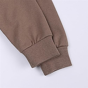 Kids Baby Boy Girl Crewneck Long Sleeve Pullover Top Fuzzy Sherpa Pullover Crewneck Thermal Fleece Tops Matching Outfits Coffee