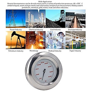 Grill Thermometer, Stainless Steel Temp Gauge 3 Inch Food Grill Thermometer Industrial BBQ Grill Smoker Thermometer Gauge, 50‑450℃