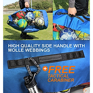 Fitdom Heavy Duty XL Soccer Mesh Equipment Ball Bag w/Adjustable Shoulder Strap Design for Coach. with an Over-Sized Front Pocket for Sporting Accessories. Best for All Outdoor & Water Gears