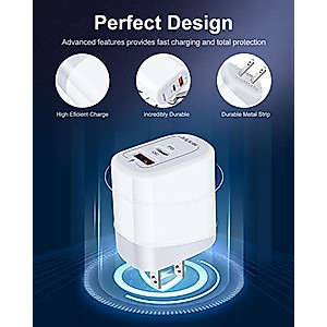 USB C Wall Charger, 20 W USBC Charger Block Fast Charging for iPhone 14 Pro Max 13 12 11 10 X Xr Xs Max 8 Plus 7 6, Apple Watch 8 7 USB C Brick Box Power Adapter Samsung Galaxy Cube Plug Cargador Base