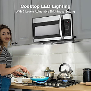 30" Over the Range Microwave Oven, thermomate 1.9 Cu. Ft. Capacity Microwave Over the Stove with One Touch, 1000 Cooking Watts, 400 CFM, 11 Power Levels, Sensor Cooking, LED Lighting, Stainless Steel