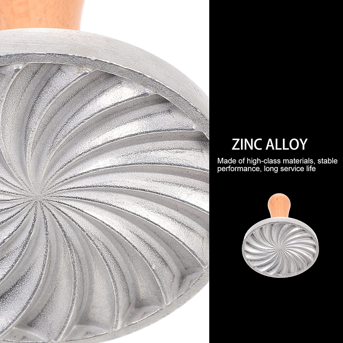 Kichvoe Cookie Stamp Metal Cookie Press Molds Embosser Fondant Stamp Biscuits Presser with Wooden Handle Baking Stamp Molds for Diy Cake Pastry