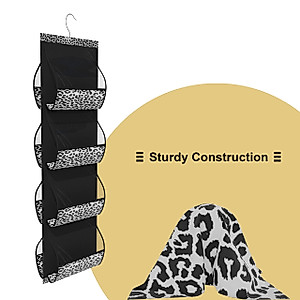 CLOZZERS 8 Pocket Hanging Purse Organizer for Closet, Handbag Storage with Clear Vinyl Pockets. Diamond Print Beige